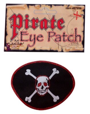 Pirate Eye Patch - Skull - Glitter Trim- Deluxe Costume Accessory - One ...