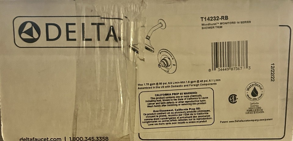 Delta Monitor 14 Series T14232-RB Shower Faucet Kit Oil-Rubbed Bronze ...