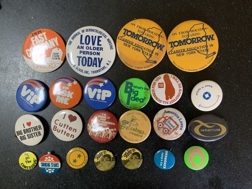 Collectible Vintage Lot of 23 Pin Back Buttons Different Sizes | eBay