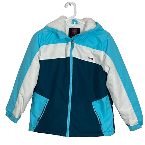 Swiss Tech Jacket Womens Size Large 10-12 Blue White Double Zipper ...