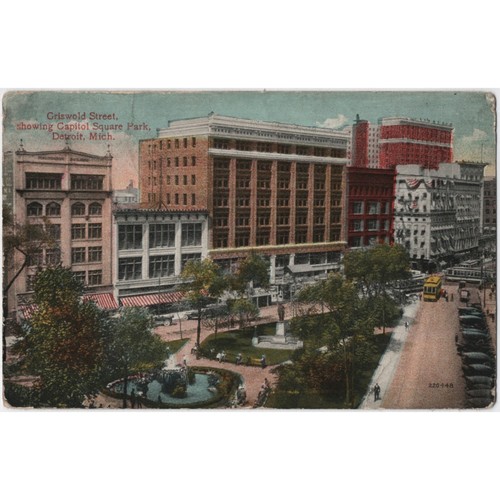 Detroit Michigan Postcard Griswold Street View Capitol Square Park ...