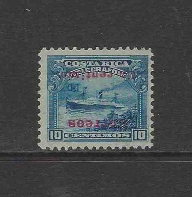 Costa Rica Telegraph, Ship, Inverted Surcharge 1c on 10c Sc 86b MLH ...