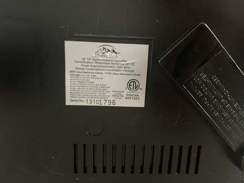 Heaven Fresh HF 707 Digital Ultrasonic Cool & Warm Mist Humidifier with ...