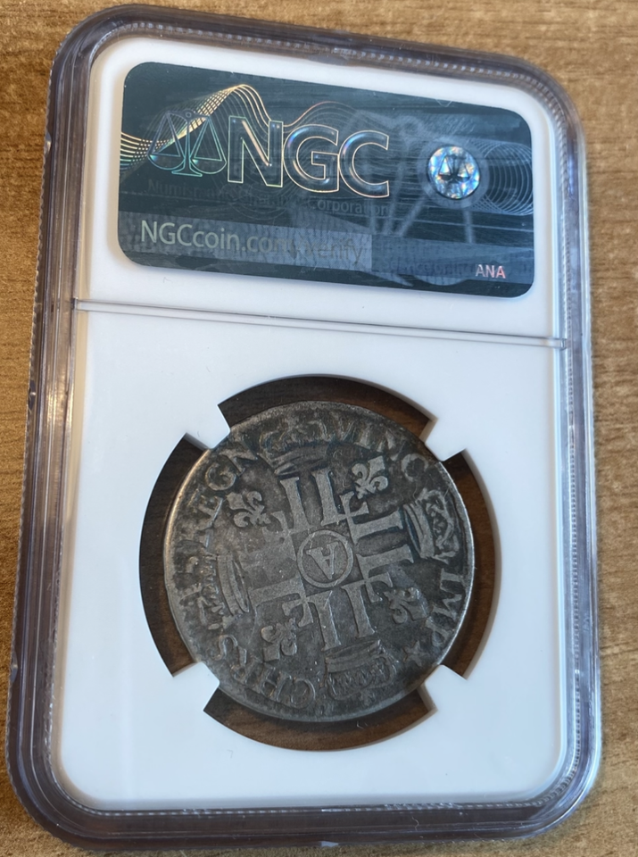 1691 FRANCE King LOUIS XIV Crown Antique Genuine French 1/2 Ecu Coin ...