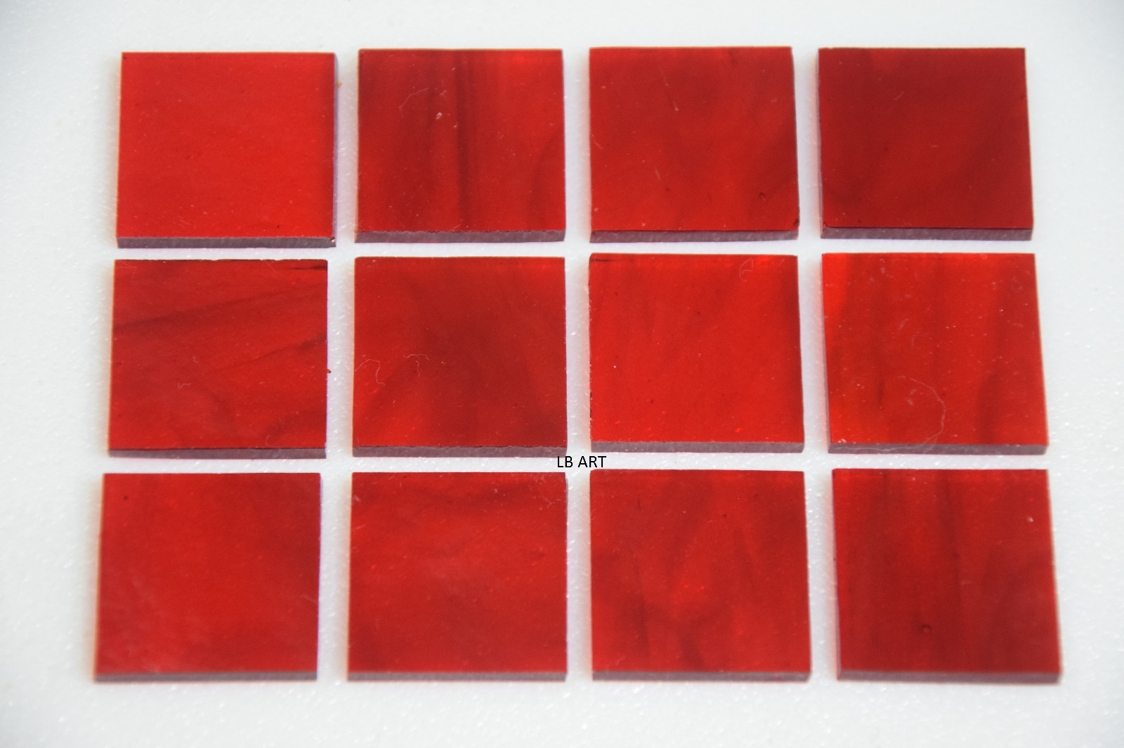 1122.30 - 20 Transparent Red 1/2" X 1" Bullseye 3mm Thick Glass 90 Coe ...