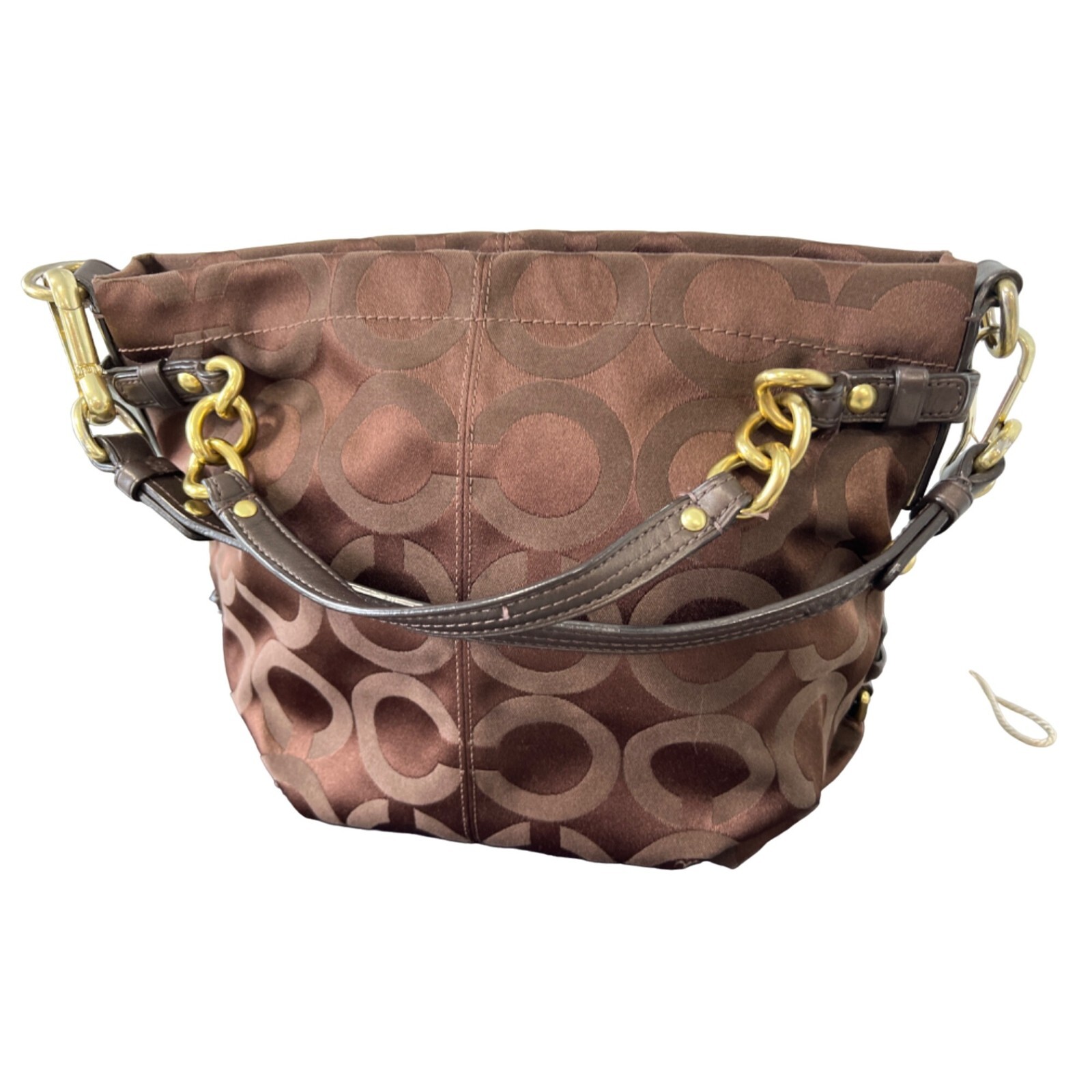 Coach Madison Brook Canvas Satchel Purse Tote Bag Brown Signature Gold ...