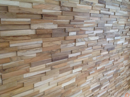 Wooden Teak Splitface 3D Cladding SAMPLE (approx 10x10cm off-cut ...
