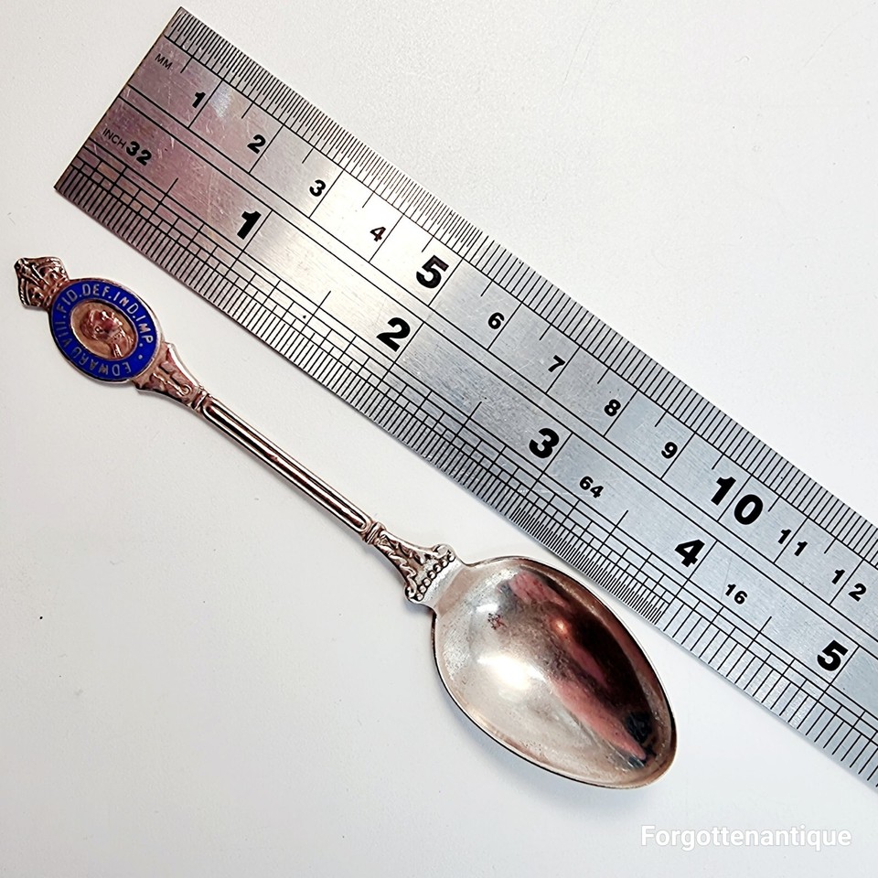 1936 EDWARD VIII ABDICATED KING CORONATION ENAMEL SOUVENIR TEA SPOON 4⅓ ...