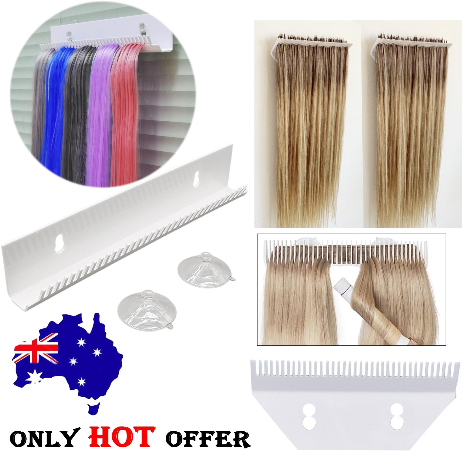 2X Acrylic Hair Extension Wigs Sectioning Holder Display Storage Rack ...