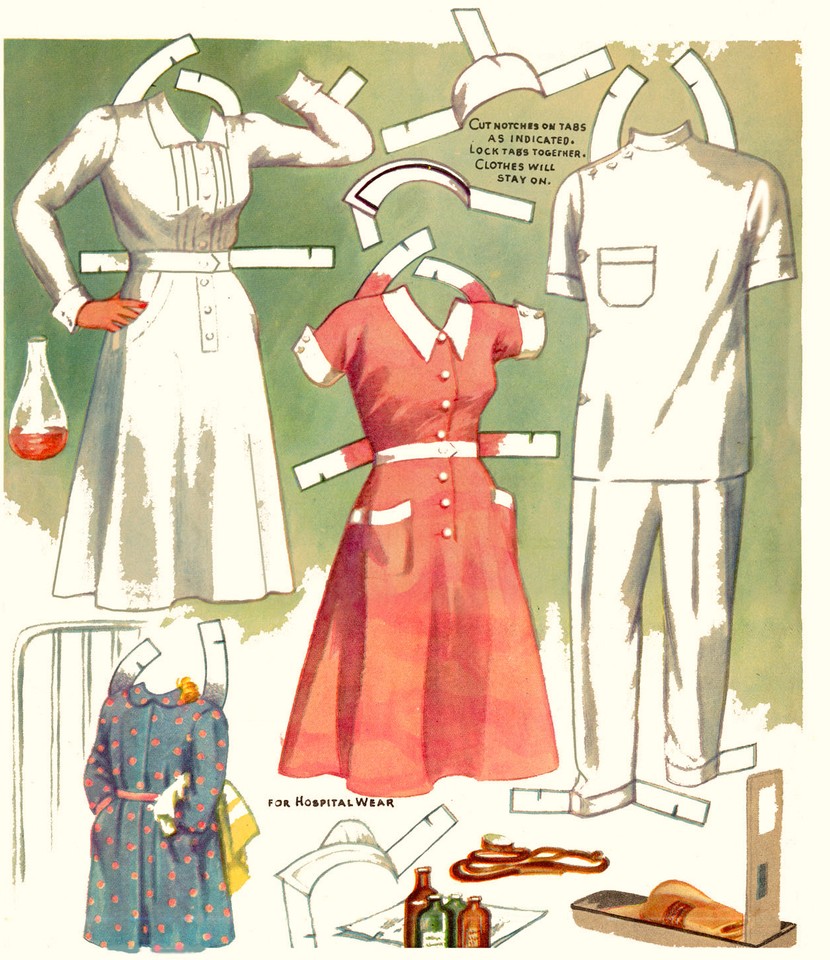 VINTAGE UNCUT 1940S NURSE & DOCTOR PAPER DOLL ~SAALFIELD~ORG SZ~LASER ...