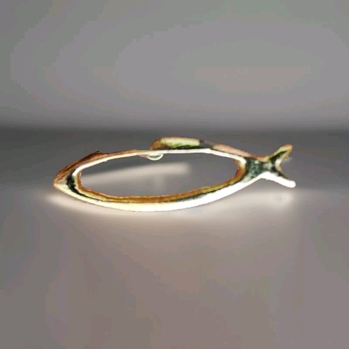 Jesus Fish Pin, Golden Ichthyic ΙΧΘΥΣ Christian Lapel Pin Vintage ...