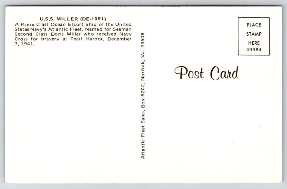 USS Miller DE-1091 Naval Ship Atlantic Fleet Chrome Postcard | eBay