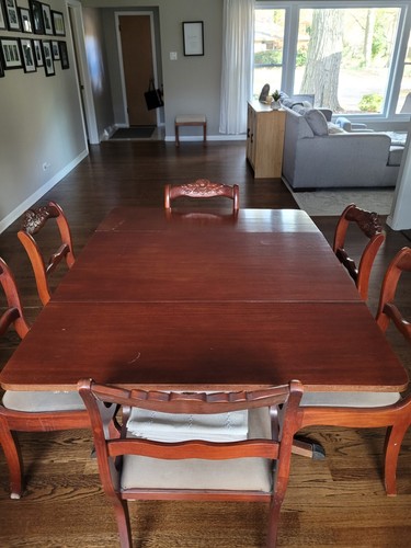 Antique Cherry Dining Table with 3 leaves and 6 chairs made in the early 1900s | eBay