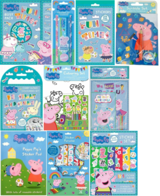 Peppa Pig - Reusable Stickers Colour In Sheets Crayons Pencils ...