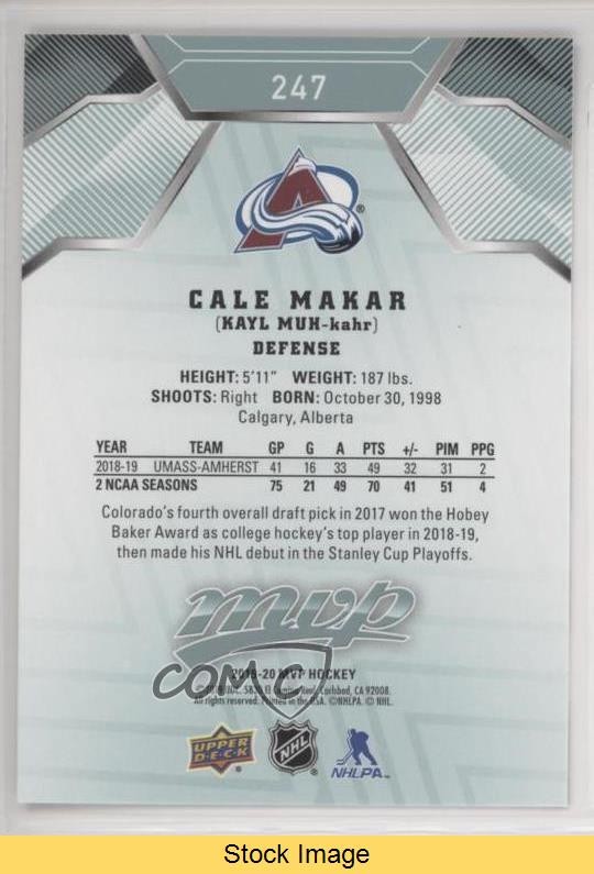 2019-20 Upper Deck MVP High Series Rookies Cale Makar #247 Rookie RC ...