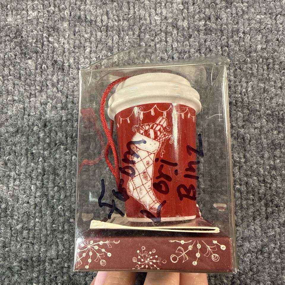 Starbucks 2005 Ornament Red To Go Cup mini mug It Only Happens Once a ...