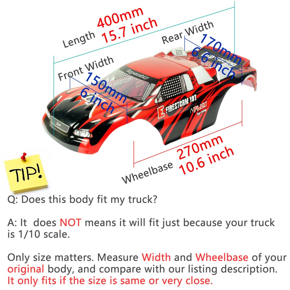 1/10 Scale RC Painted Precut Offroad Truggy Car Body Shell | eBay