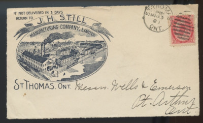 🍁 J. H. STILL St. Thomas, Ont. nice advertising 1901 Canada FRONT ONLY ...