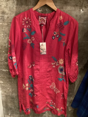 JOHNNY WAS Arla Bishop Sleeve Tunic Dress Linen Size XS | eBay