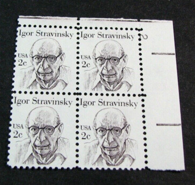 US Plate Block Stamp Scott# 1845 Igor Stravinsky 1982 MNH L600 | eBay