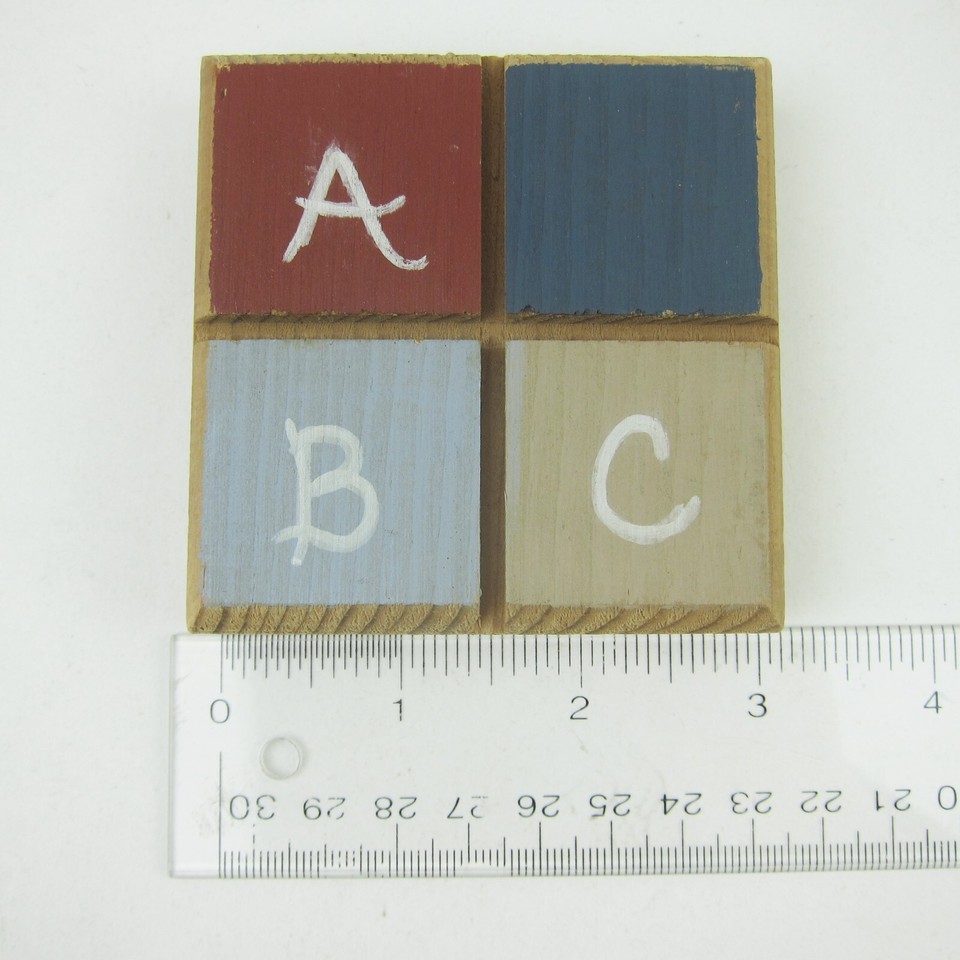 ABC Alphabet Wood Block Baby Nursery Shelf Decor Red Blue White ...