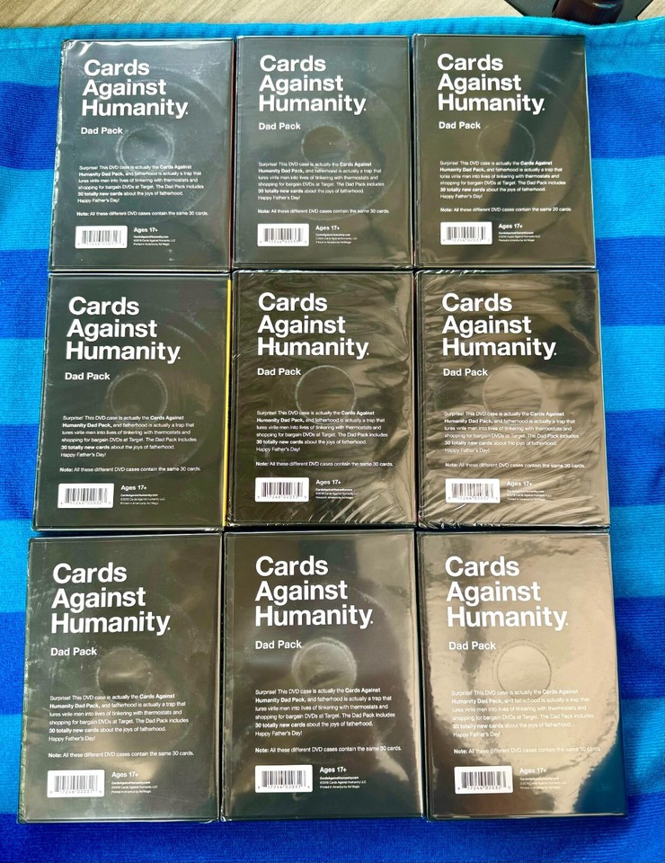 CARDS AGAINST HUMANITY - DAD PACK - All 9 dvd cases w/booster pack SEALED MINT ! | eBay