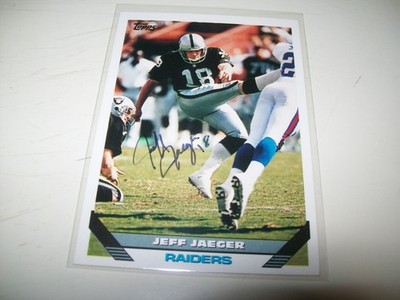 1993 TOPPS JEFF JAEGER AUTOGRAPH SIGNED AUTO #443 LOS ANGELES RAIDERS ...