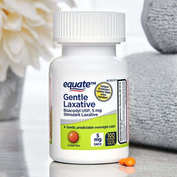 Equate Bisacodyl Gentle Laxative Tablets for Adult Constipation, 5 mg ...