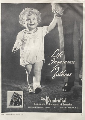 Vintage 1937 Prudential Life Insurance For Fathers Magazine Print Ad ...