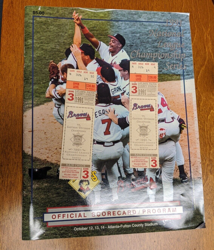 1991 NLCS Game 3 PIRATES VS BRAVES Program & Ticket Stubs + Newspaper ...