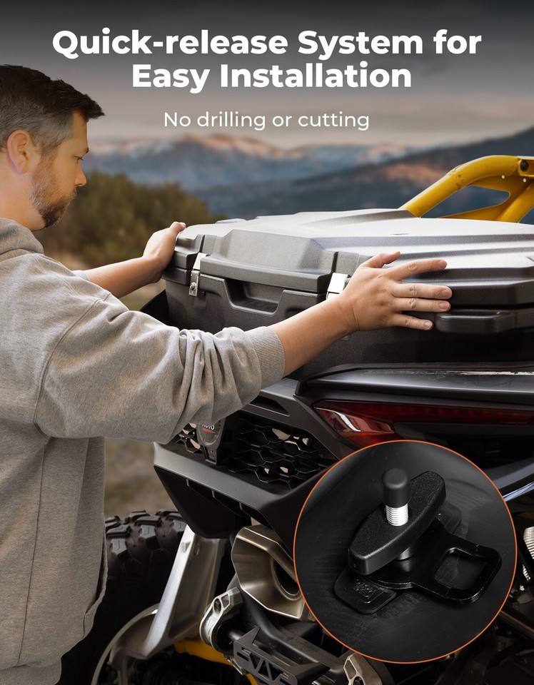 KEMIMOTO 3-IN-1 UTV Rear Cargo Storage Box Trunk Bed for Can-Am ...