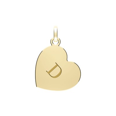 Mens 9ct Gold 12mm Plain Initial D Heart Pendant | eBay