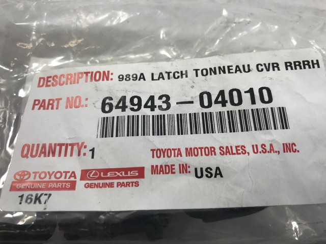 Toyota OEM Tonneau Cover Latch Rear Right Hand Passenger Side 64943 ...