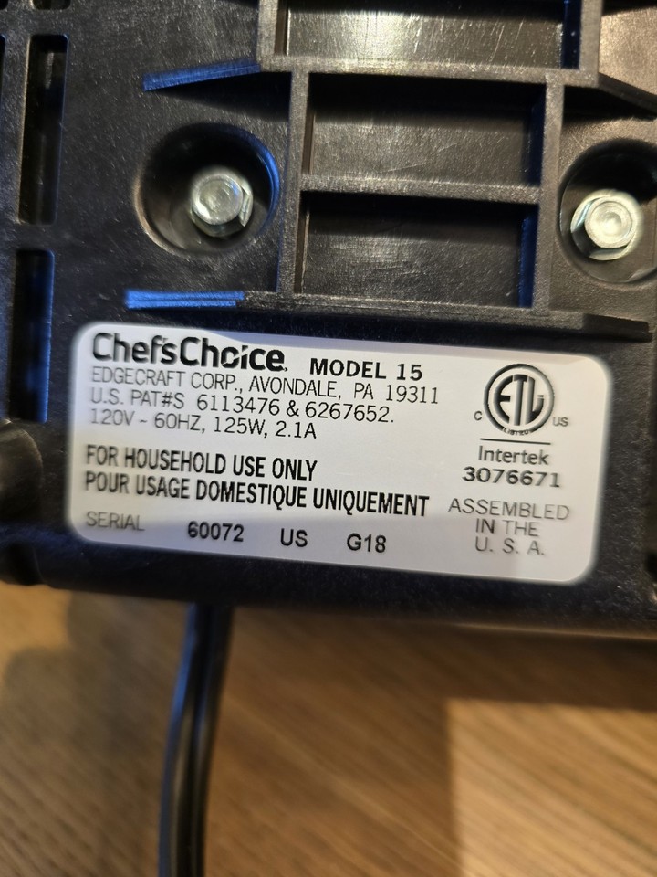 Chefs Choice Trizor Edge Electric 3 Stage Knife Sharpener Model 15 XV ...