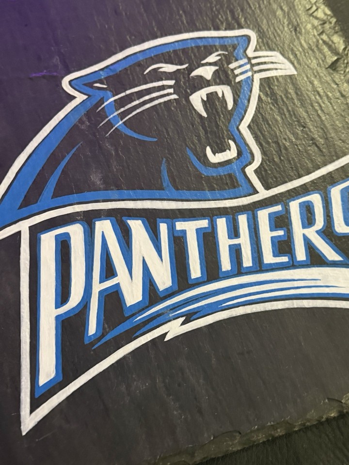 Carolina Panthers Slate Wall Sign 12x13.25” Hand-Painted Logo Art Decor ...