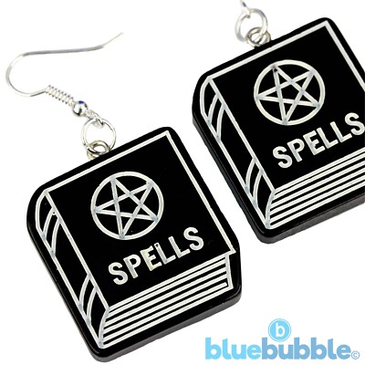 Bluebubble HAUNTED HOUSE Spell Book Earrings Halloween Magical Witch ...