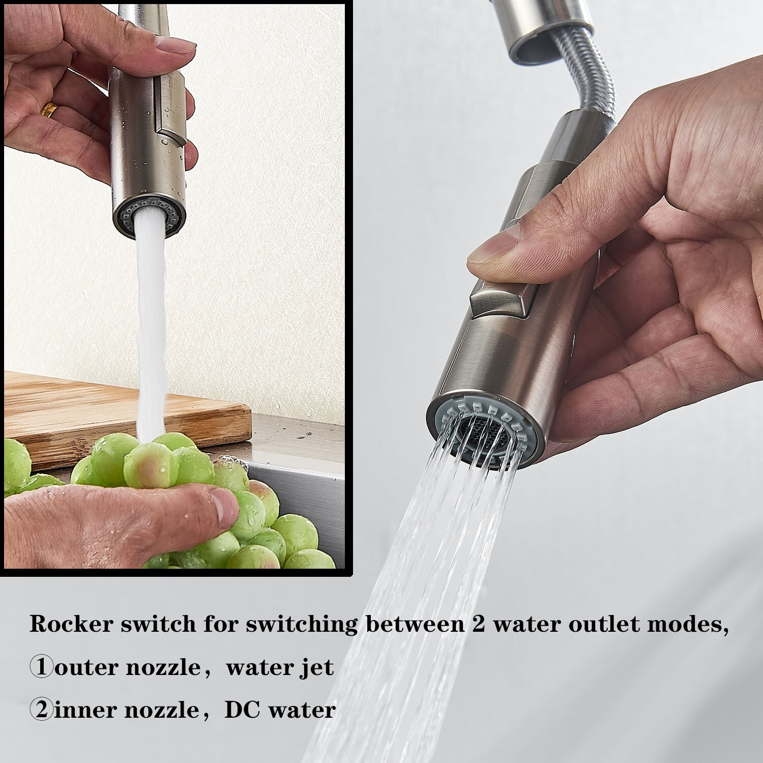 Brush Nickel Kitchen Tap Extendable Tap Kitchen Swivel Mixer Tap ...