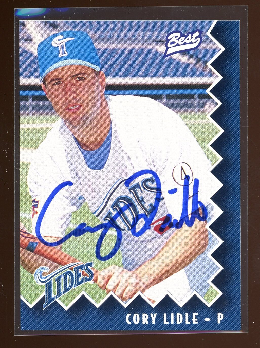 1997 Norfolk Tides CORY LIDLE Signed Card autograph AUTO A'S BLUE JAYS ...