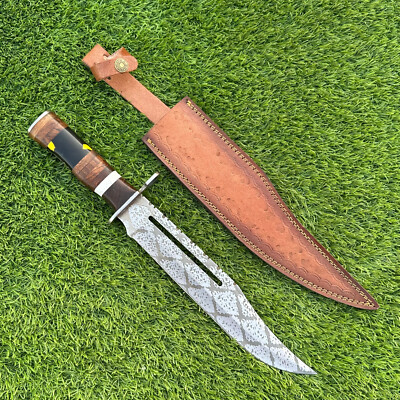 Custom Handmade J2 Steel Bowie Hunting Knife - Timber Rattler KNIFE SN ...