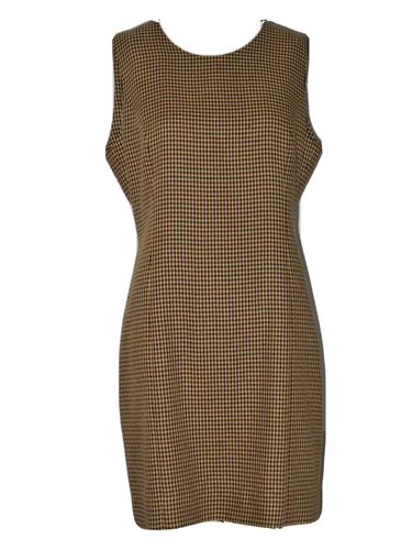 TANYA LAM Size 12 Beige Brown Round Neckline Sleeveless Checks Shift ...