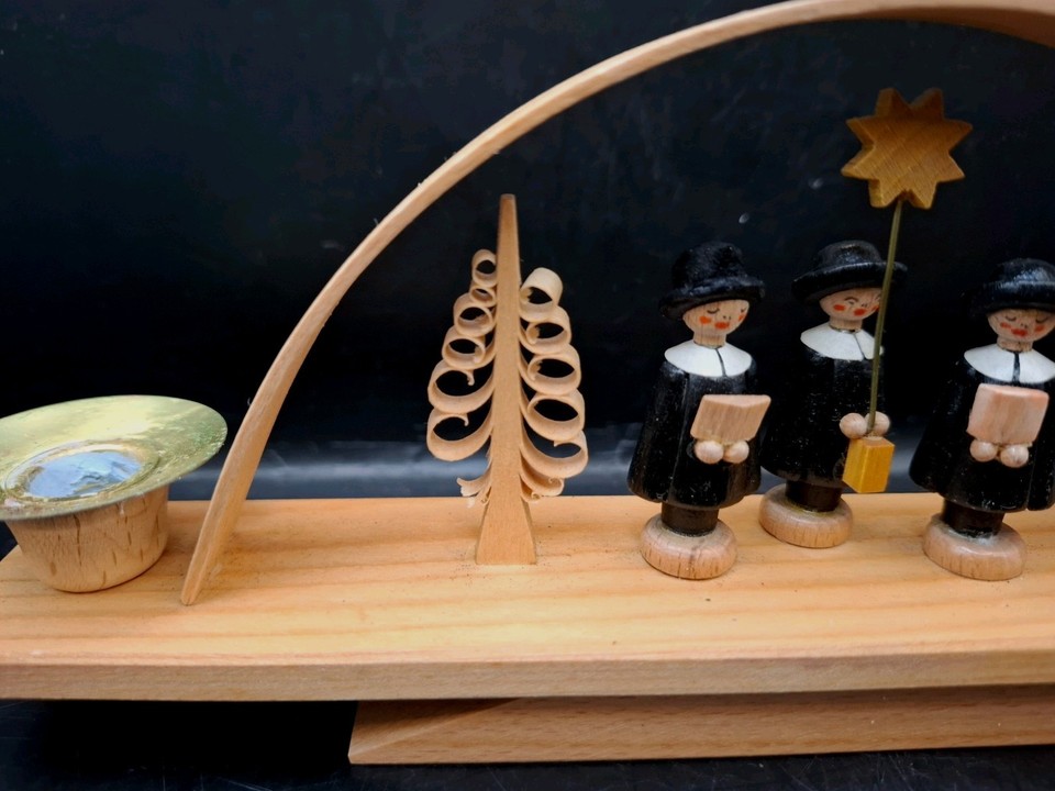 Vintage Erzgebirge Wooden Carol Singers Arch Two Candle Stick Holder ...