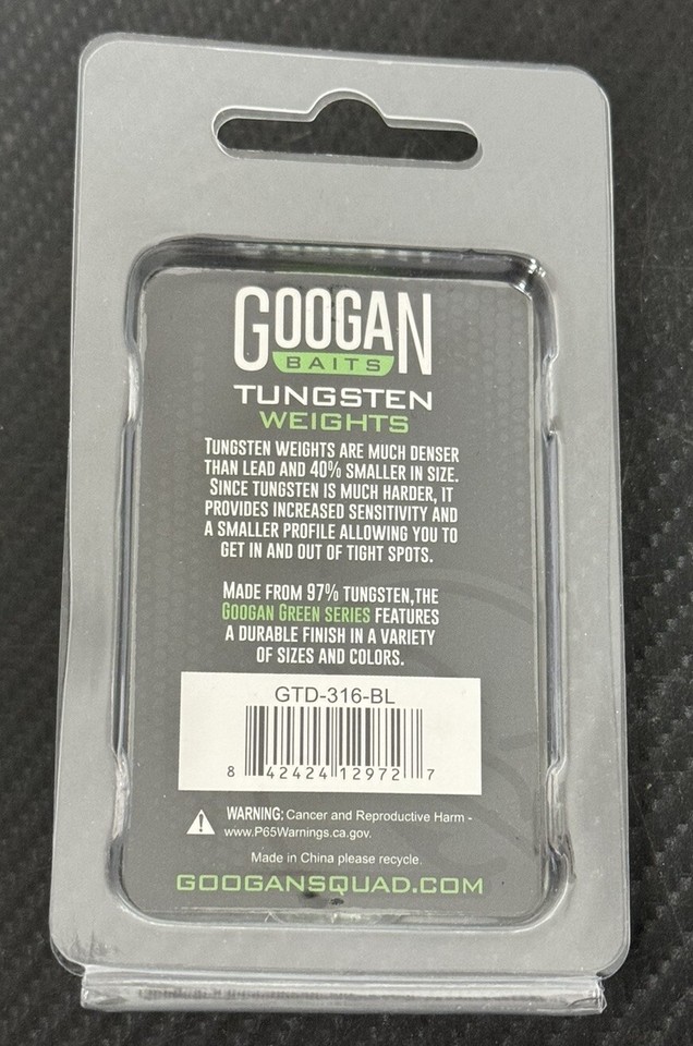 3-Pack Googan Squad Green Series Tungsten Dropshot Weights Fishing ...