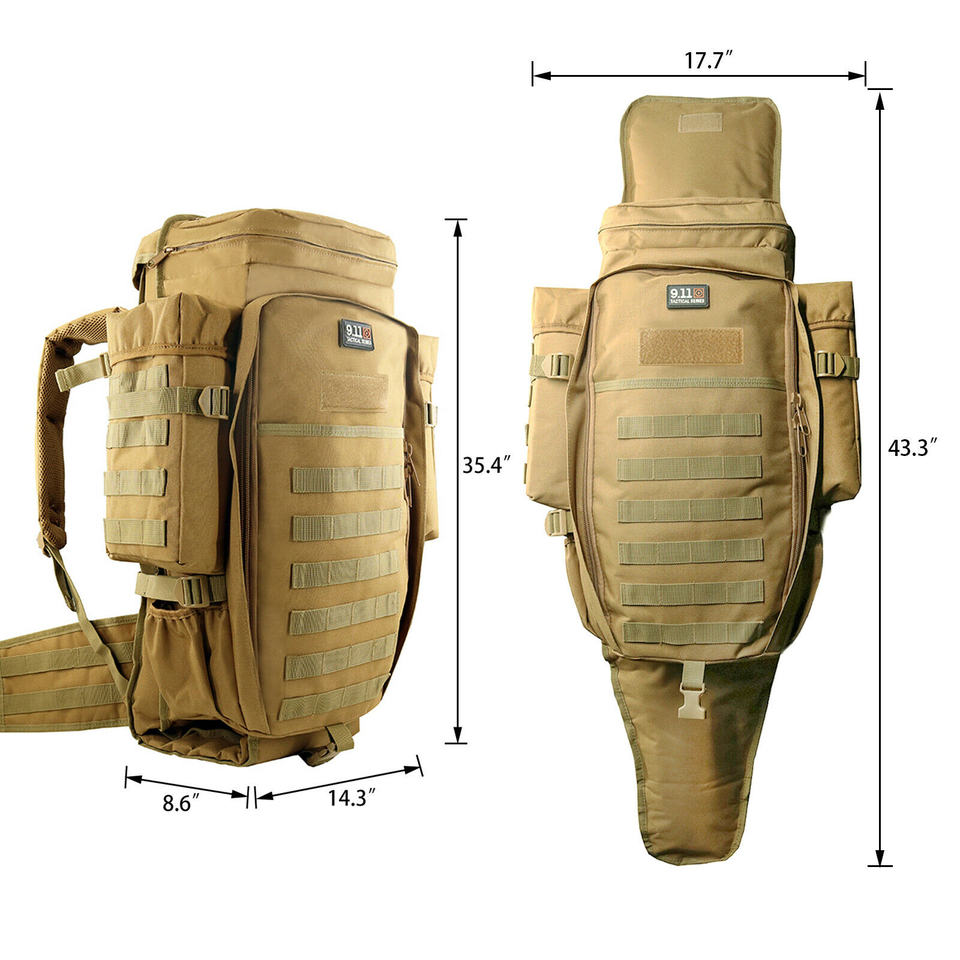 72L Large Military Tactical Backpack Rifle Bag Expandable Hiking Molle ...