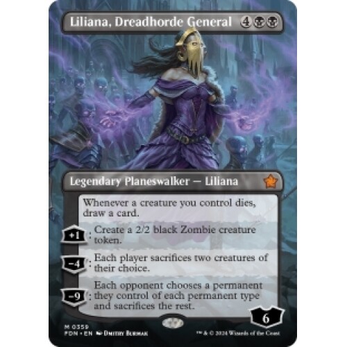 LILIANA, DREADHORDE GENERAL (BORDERLESS) Foundations FDN Planeswalker ...