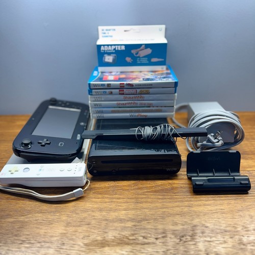 Nintendo Wii U 32GB Console WUP-010 GamePad Cords 6 Games Manual Black ...