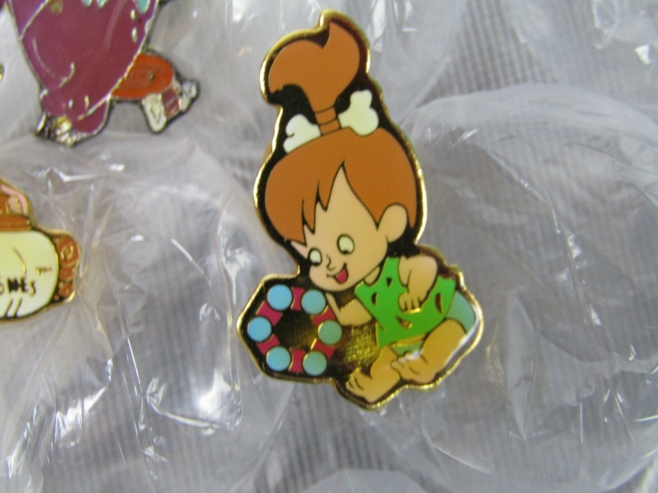 Lot VTG 90s Hanna Barbara Flintstones Fred Barney Enamel Lapel Hat Pin ...