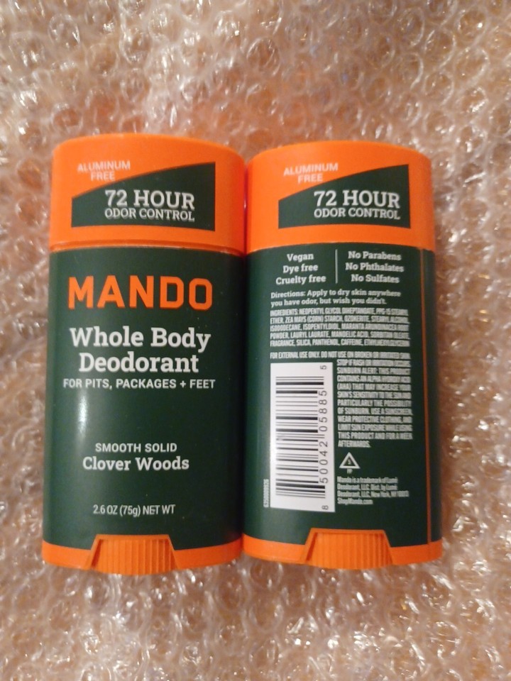 Mando 2x Whole Body Deodorant Smooth Solid Clover Woods Scent | eBay