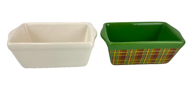 2 Ceramic Mini Loaf Pans 3.5 x 6 Celebrate It Bakeware Bread Pan ...