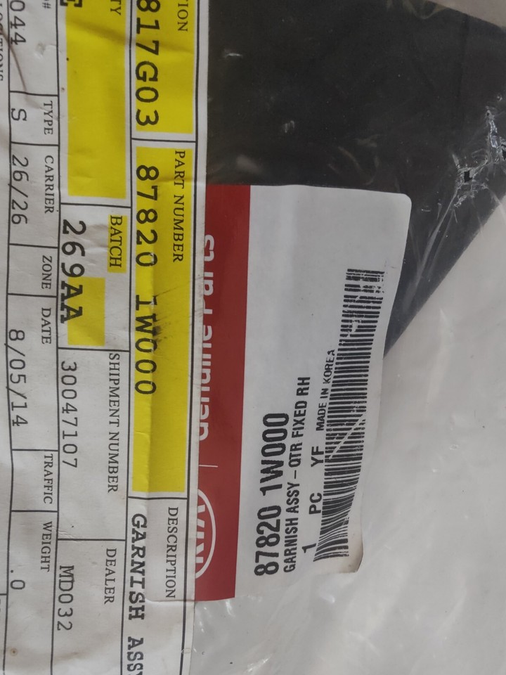 Genuine OEM Kia 87820 1W000 Quarter Garnish Assy 2012-2017 Rio Sedan | eBay