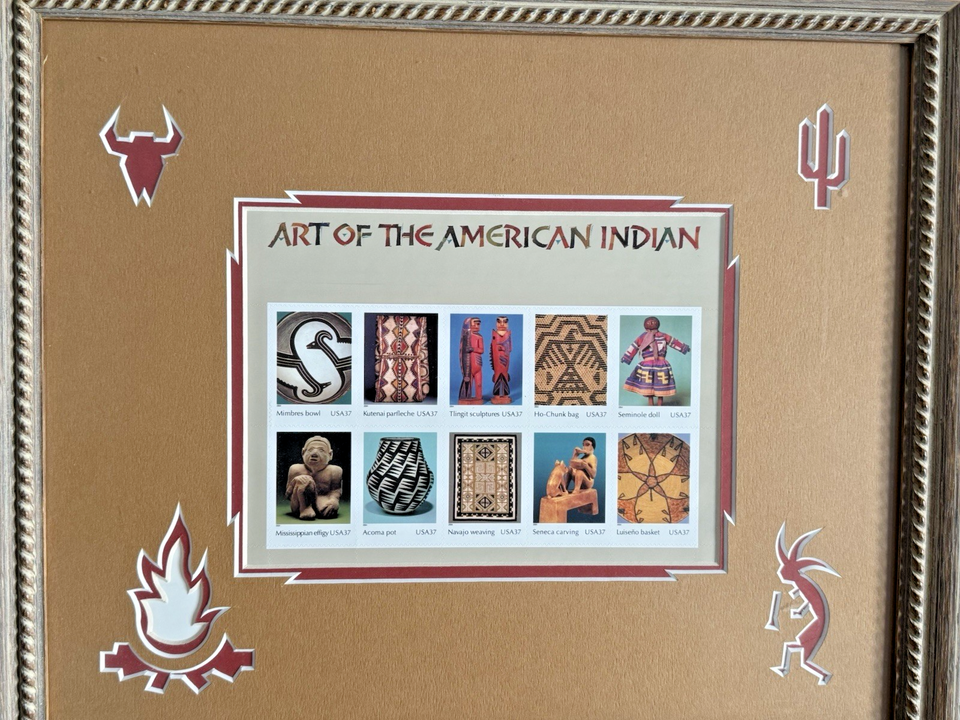 Framed Art of the American Indian Stamp Collection, 10 Stamps, USA 37 ...